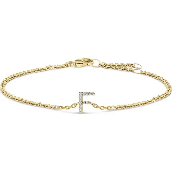 HAUS OF BRILLIANCE 10k Gold Diamond Accent Initial Charm Link Bracelet - Yellow | F